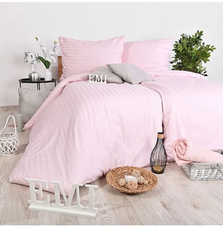 Povlečení damaškové růžové EMI, Standardní set jednolůžko obsahuje 1x 140x200 + 1x 70x90