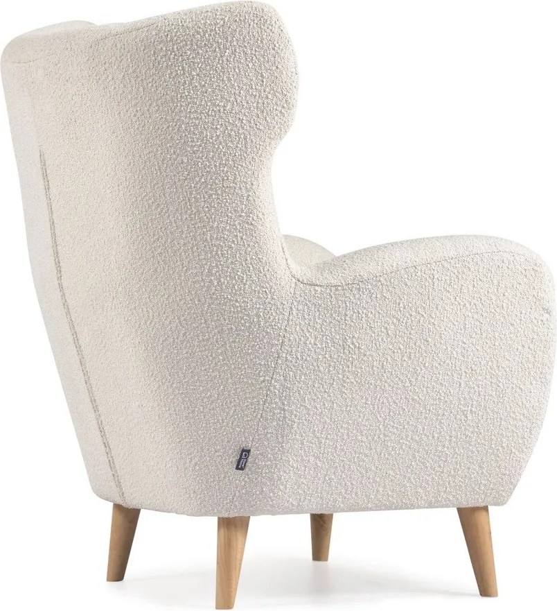 Bílé křeslo z textilie bouclé Patio – Kave Home