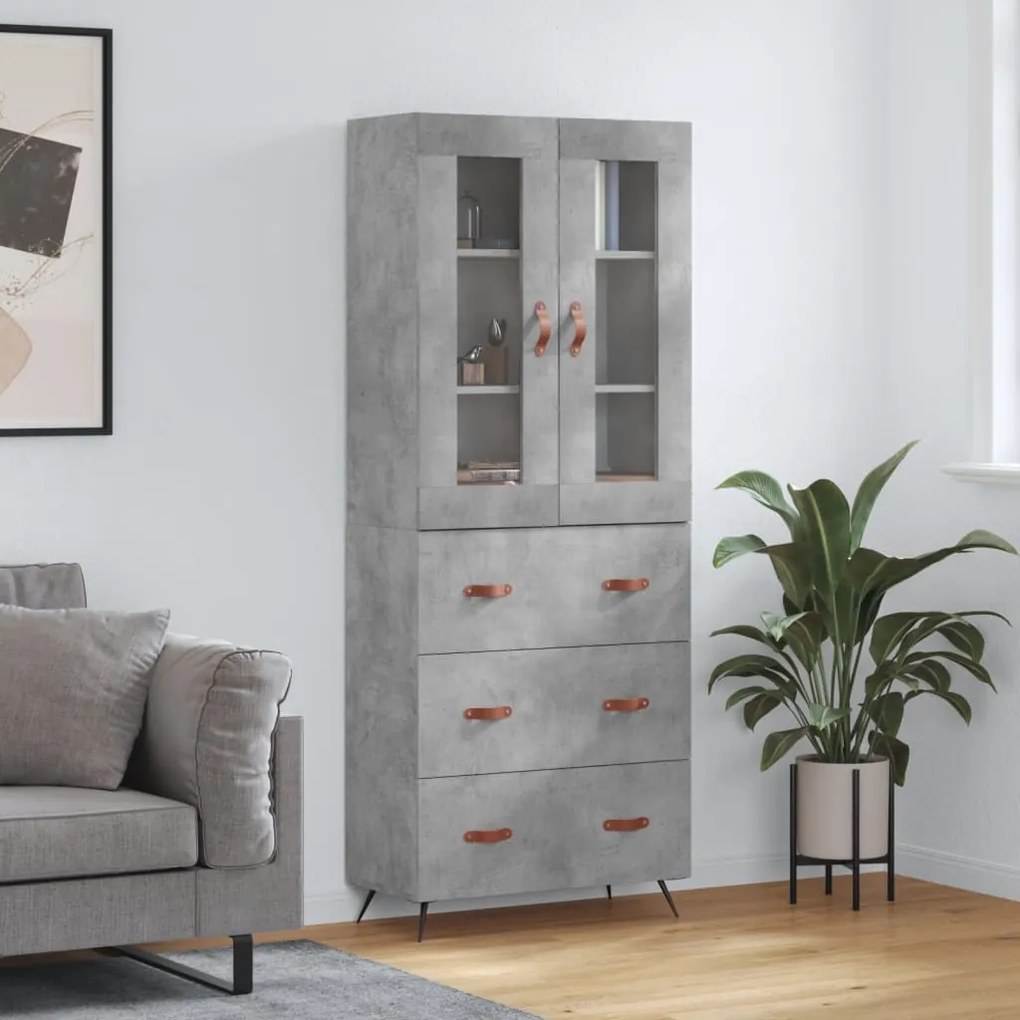 Skříň highboard betonově šedá 69,5x34x180 cm kompozitní dřevo - Default Title