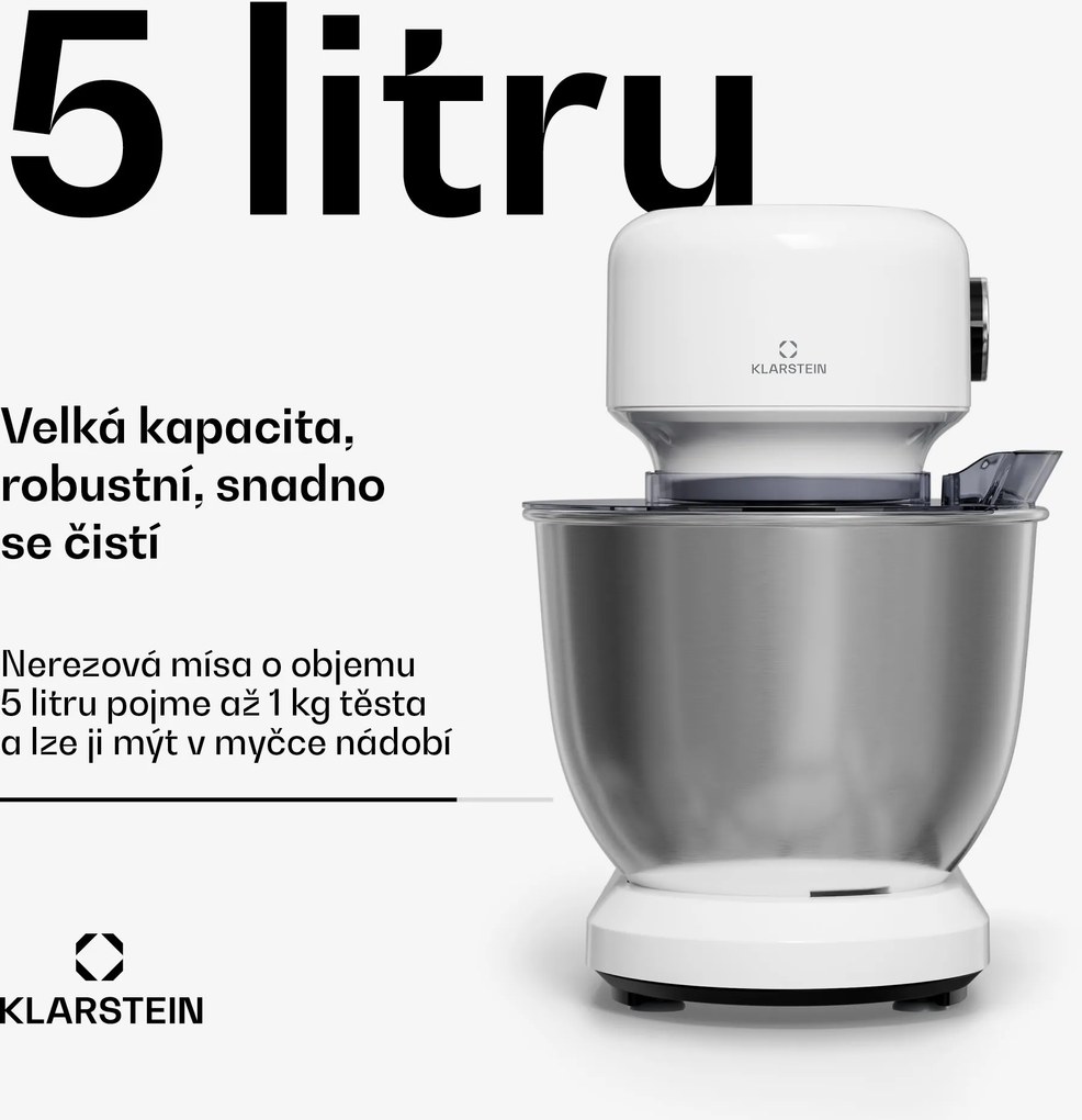 Klarstein Bella Evo kuchyňský robot | planetární míchací systém | 3 nástavce na mixování | 1500 W | 5 l