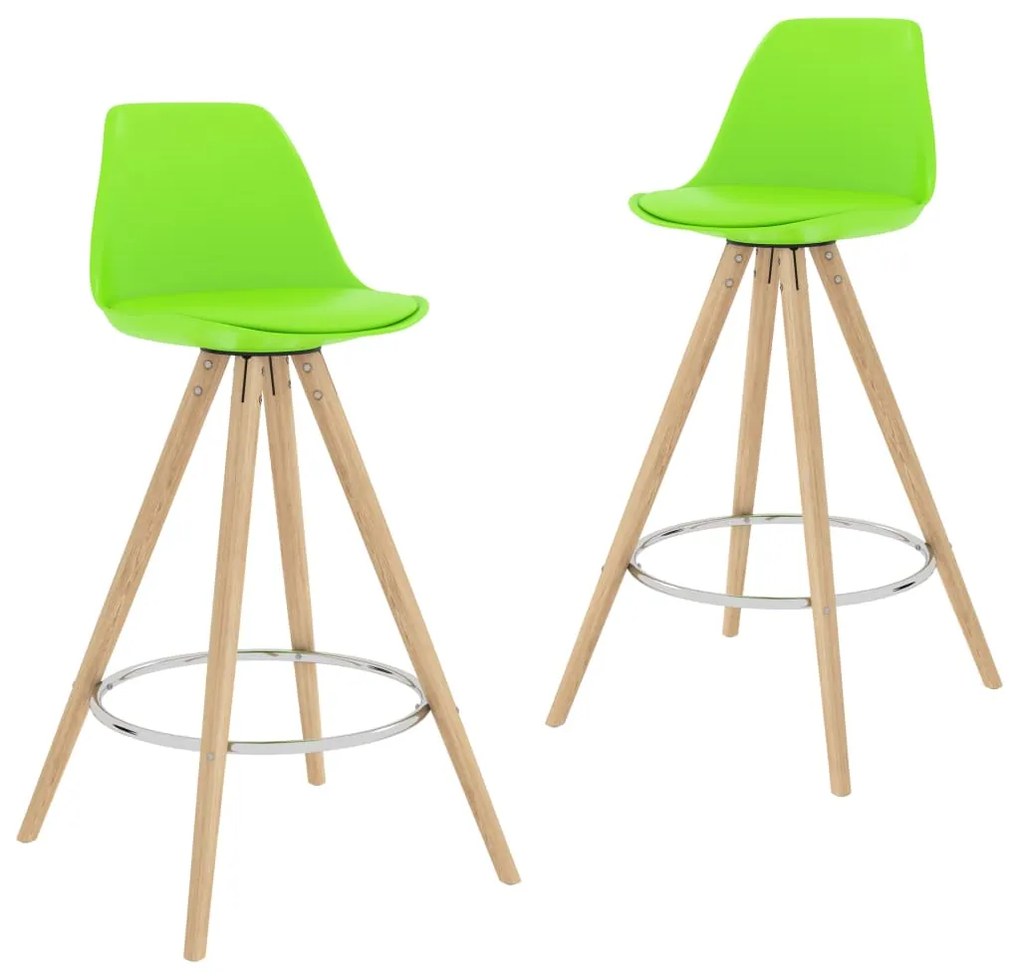 289176 vidaXL Barové stoličky 2 ks zelené PP a masivní bukové dřevo