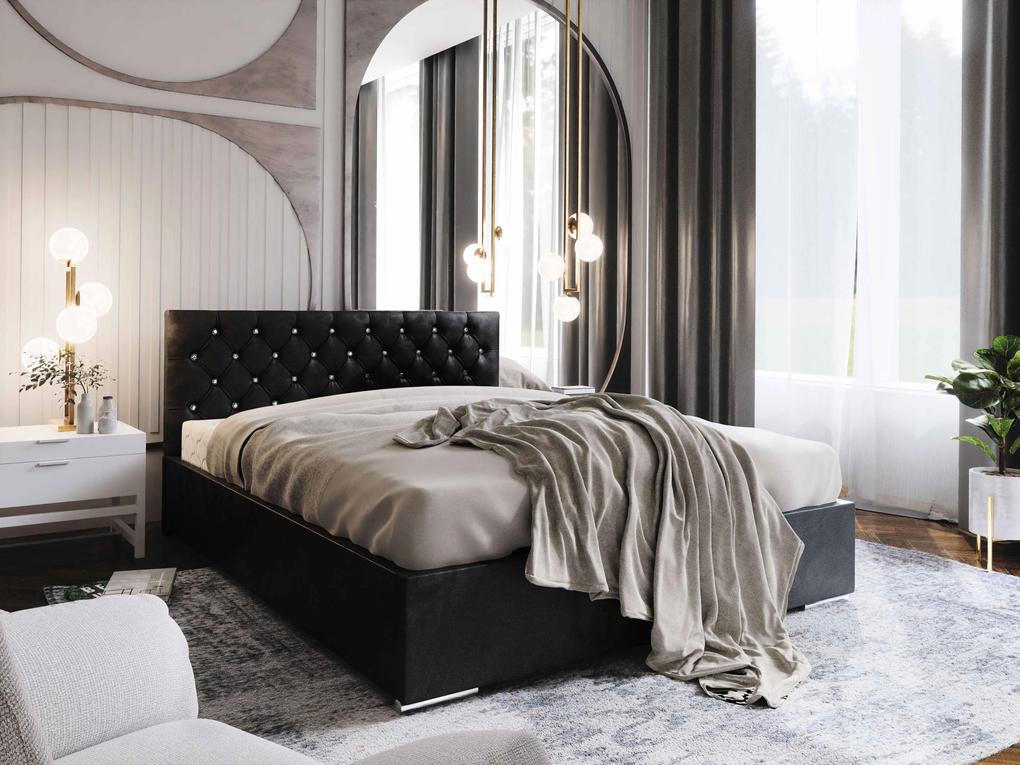 Manželská postel 140 cm Kerry (černá) (s roštem a úložným prostorem). 1047003