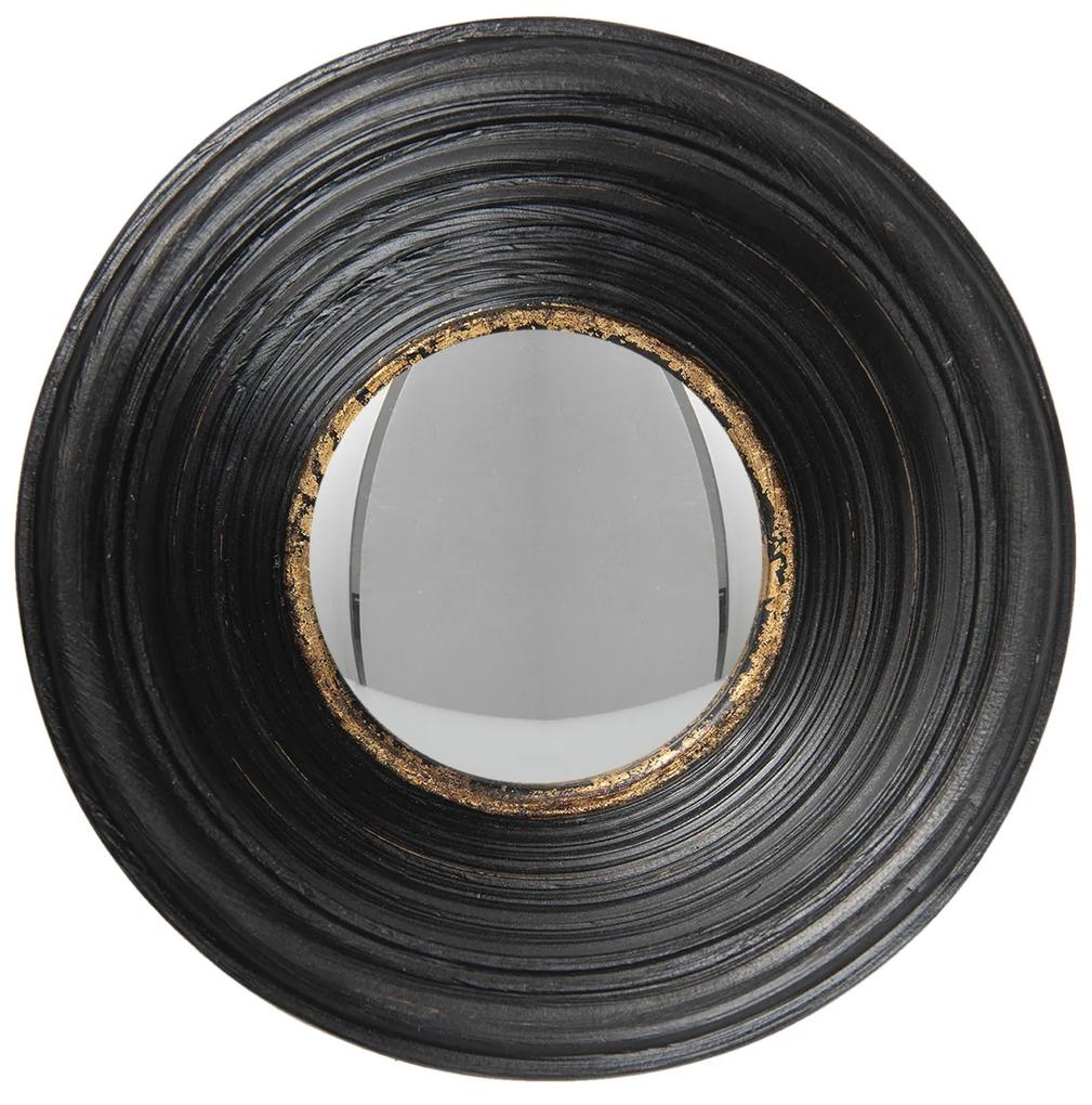 Černé antik kulaté nástěnné vypouklé zrcadlo Beneoit – Ø 19*7 cm