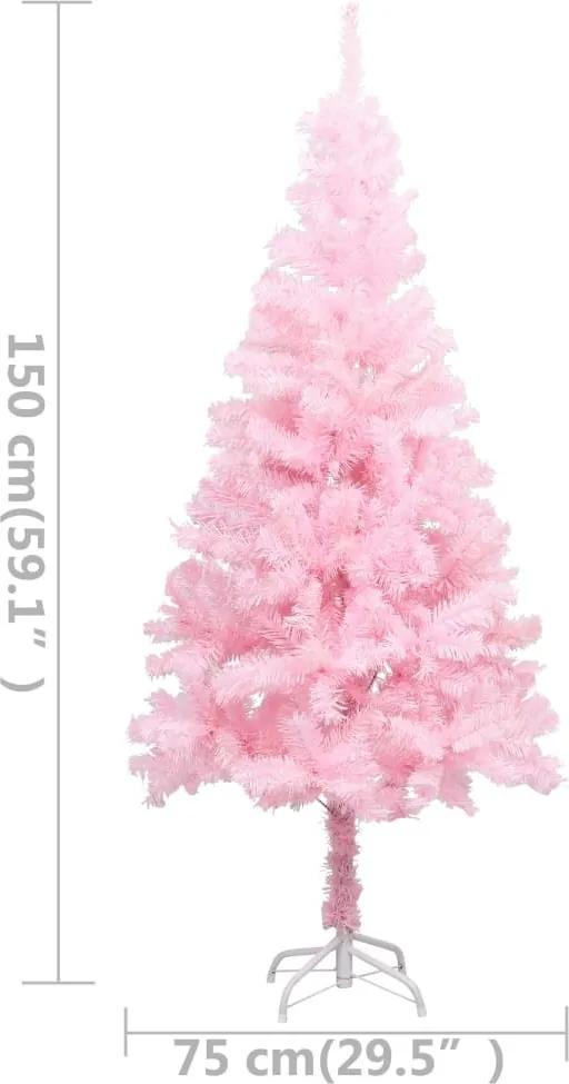 vidaXL Umělý vánoční stromek s LED a sadou koulí 150 cm PET [3077584] Barva: Stříbrná a šedá