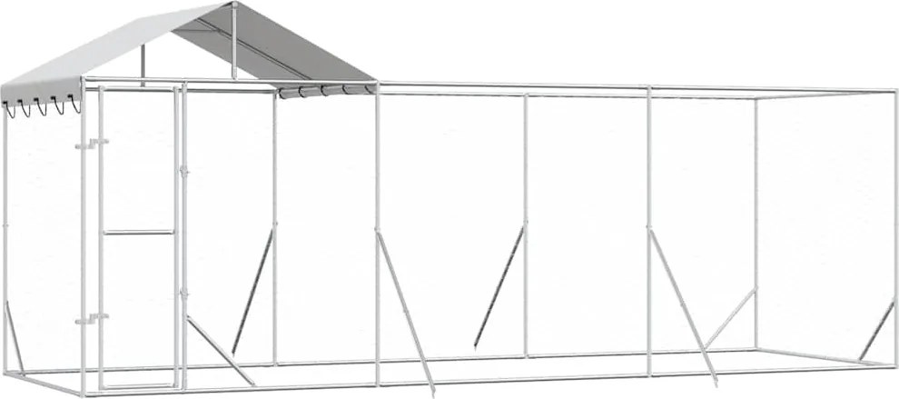 Venkovní psí kotec se střechou stříbrný 6 x 2 x 2,5 m ocel 3190467