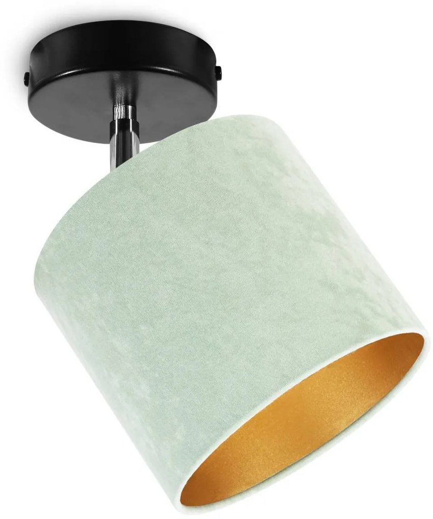 Stropní svítidlo MEDIOLAN, 1x pistáciové/zlaté textilní stínítko, (výběr ze 2 barev konstrukce - možnost polohování)