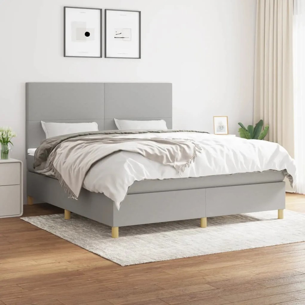Box spring postel s matrací světle šedá 180 x 200 cm textil 3142193