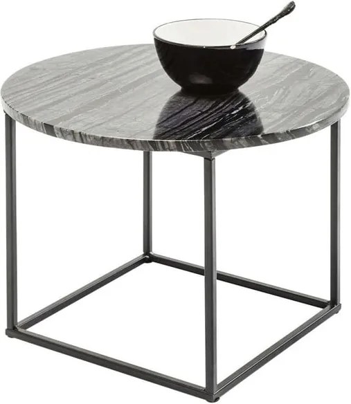 Odkládací stolek z kovové konstrukce s černou mramorovou deskou Kare Design