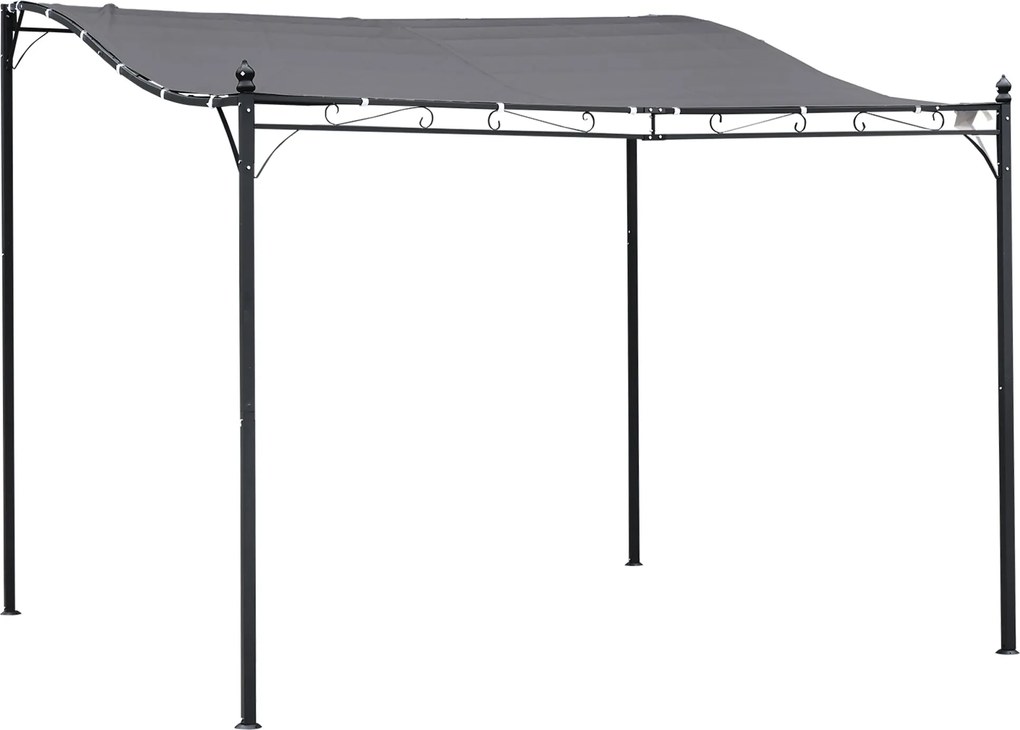 Outsunny Pergola Zahradní Pavilon Kryt Stan Šedý 297x297cm | Aosom