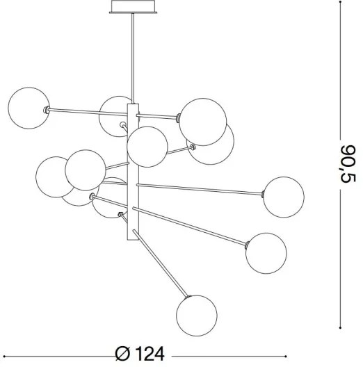 Ideal Lux - LED Lustr na tyči EQUINOXE 12xG4/2W/230V pr. 124 cm chrom/čirá