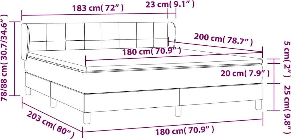 Box spring postel s matrací tmavě šedá 180x200 cm textil 3126262