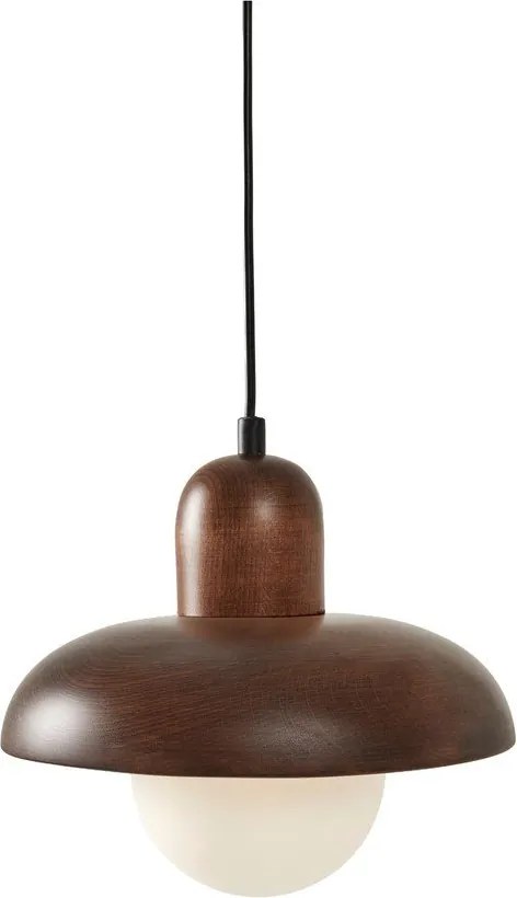Hnědé závěsné svítidlo s dřevěným stínidlem ø 25 cm Elsa – Opviq lights