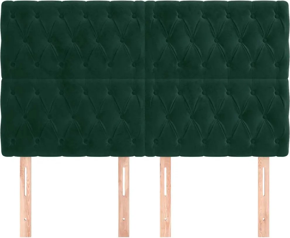 Čelo postele tmavě zelené 160x7x118/128 cm sametové 3116725