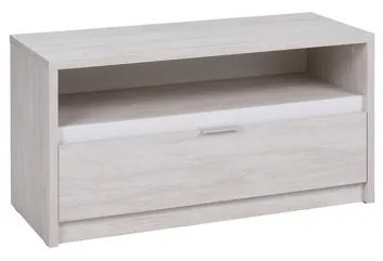 Televizní stolek 90 cm PEORIA 1 - dub bílý / lesklá bílá