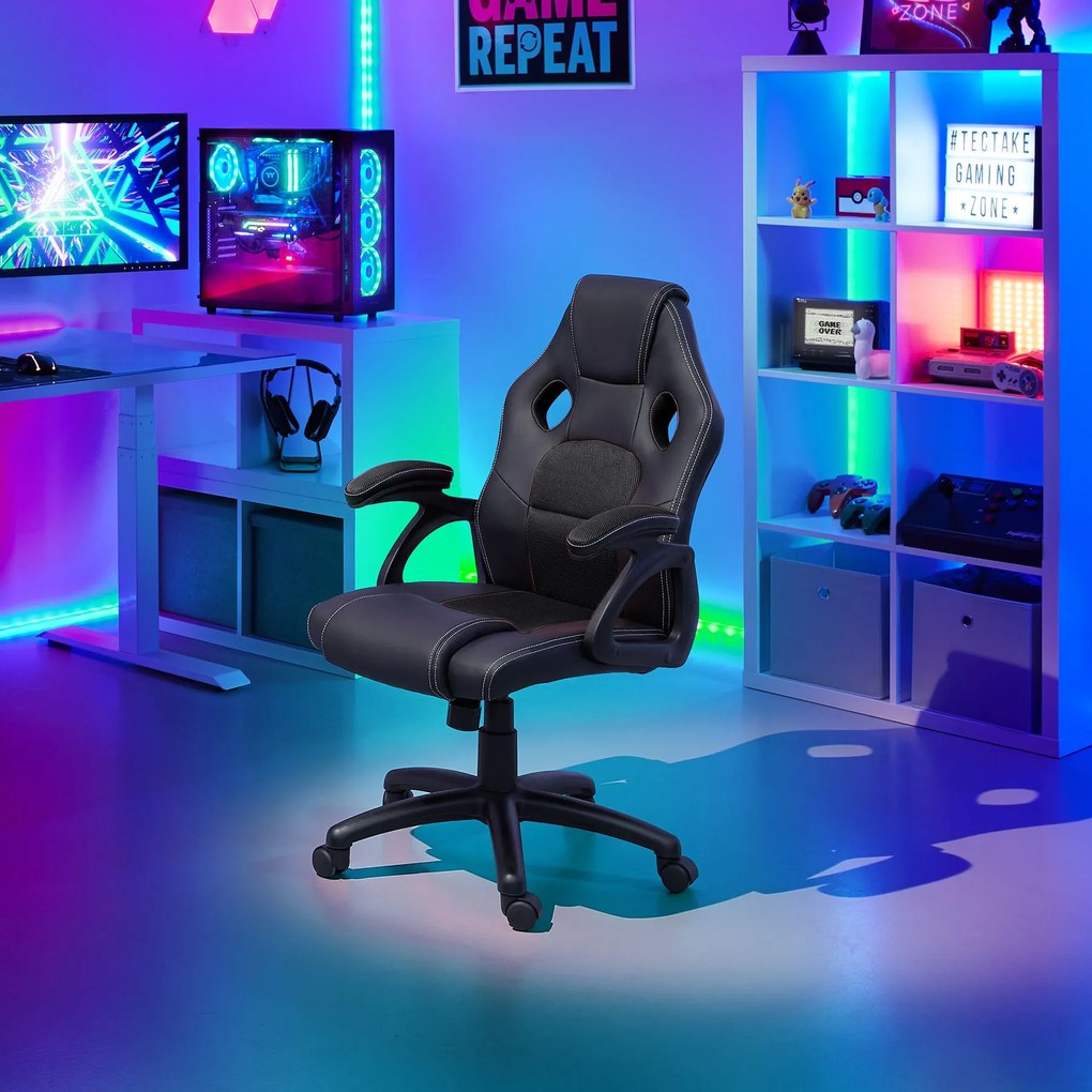 tectake 403457 kancelářská židle ve sportovním stylu mike - černá