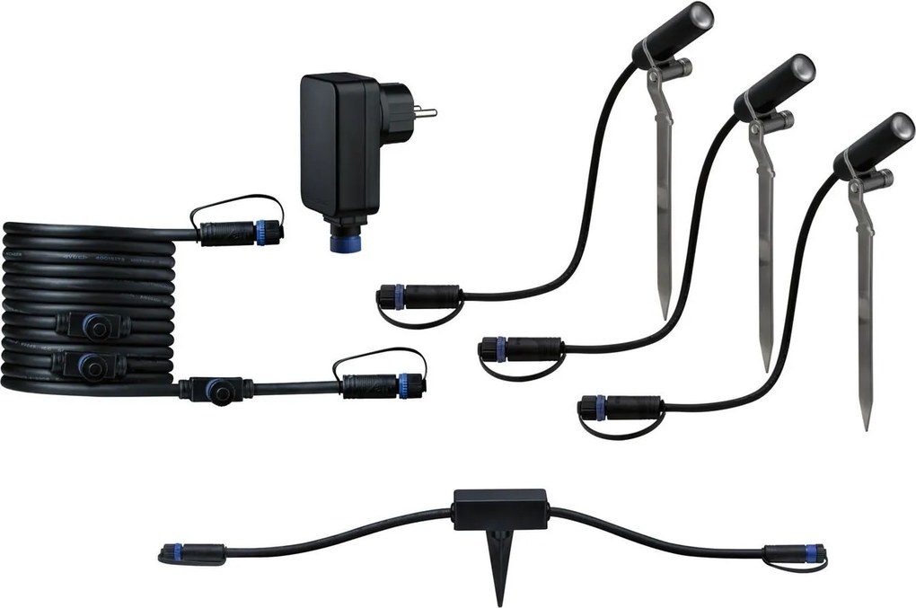 P 5029 Plug & Shine set Smart Home Zigbee 3.0 LED bodové zahradní světlo Plantini IP65 3000K 3x2W 21VA antracit - PAULMANN