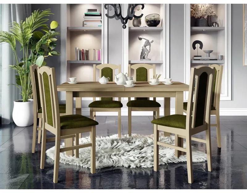 Rozkládací jídelní stůl se 6 židlemi AL06, Barva dřeva: sonoma-L, Potah: 26x - Kronos 22