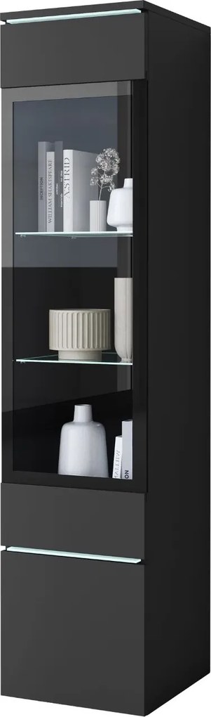 Úzká LED vitrína sloupek Vera černá (VRBZ002+LED)