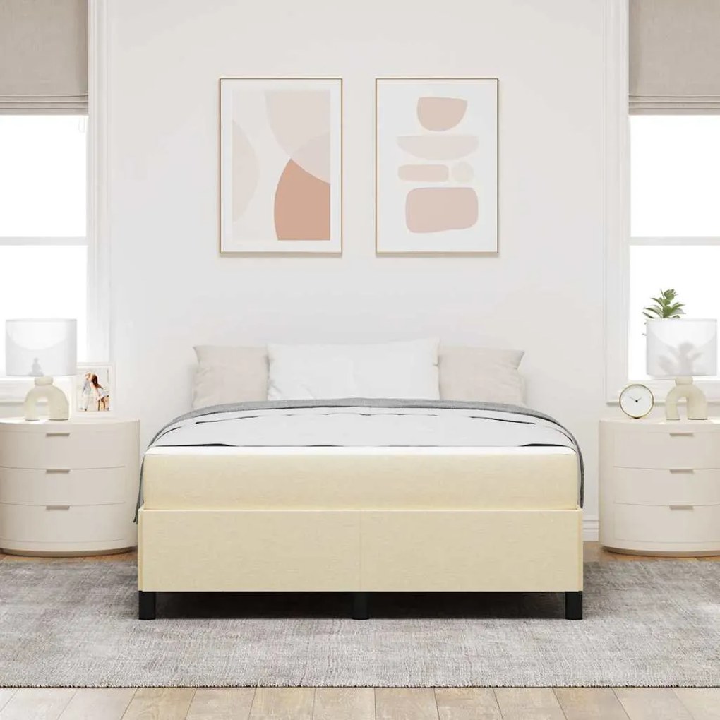 Postel s boxspringem Krémová 140 x 190 cm textil 3398862