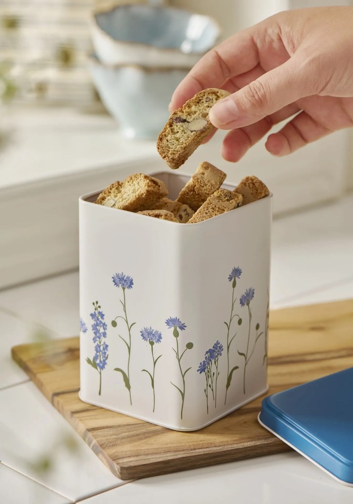 Ib Laursen Plechová dóza s víkem Cornflowers, modrá barva, kov