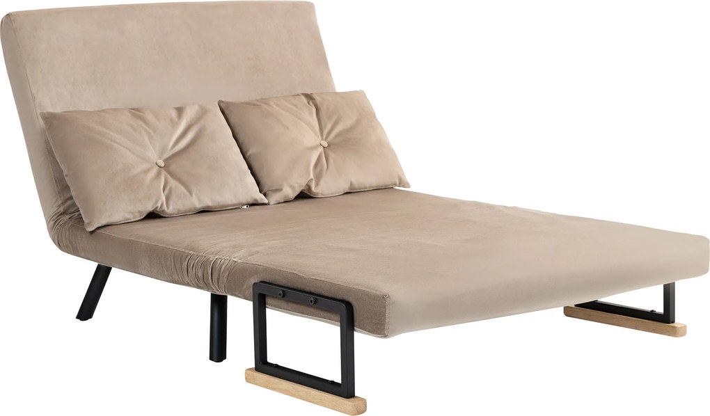 HOMCOM 2místná pohovka s funkcí spaní, 102x73x81cm, s opěradlem nastavitelným v pěti směrech, přehozové polštáře, protiskluzové nožičky, sametový vzh…