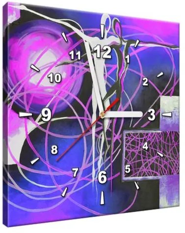 Tištěný obraz s hodinami Smíšené fialové pocity 30x30cm ZP3994A_1AI