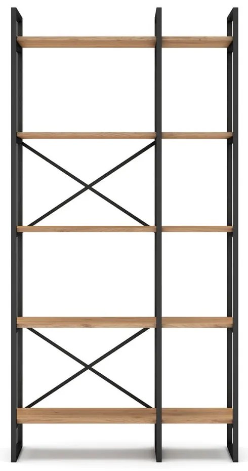 Černý/přírodní regál v dekoru dubu 87,5x175 cm Dusan – Marckeric