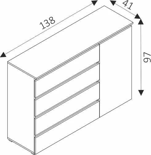 MAXIVA Komoda - COSMO C05, bílá