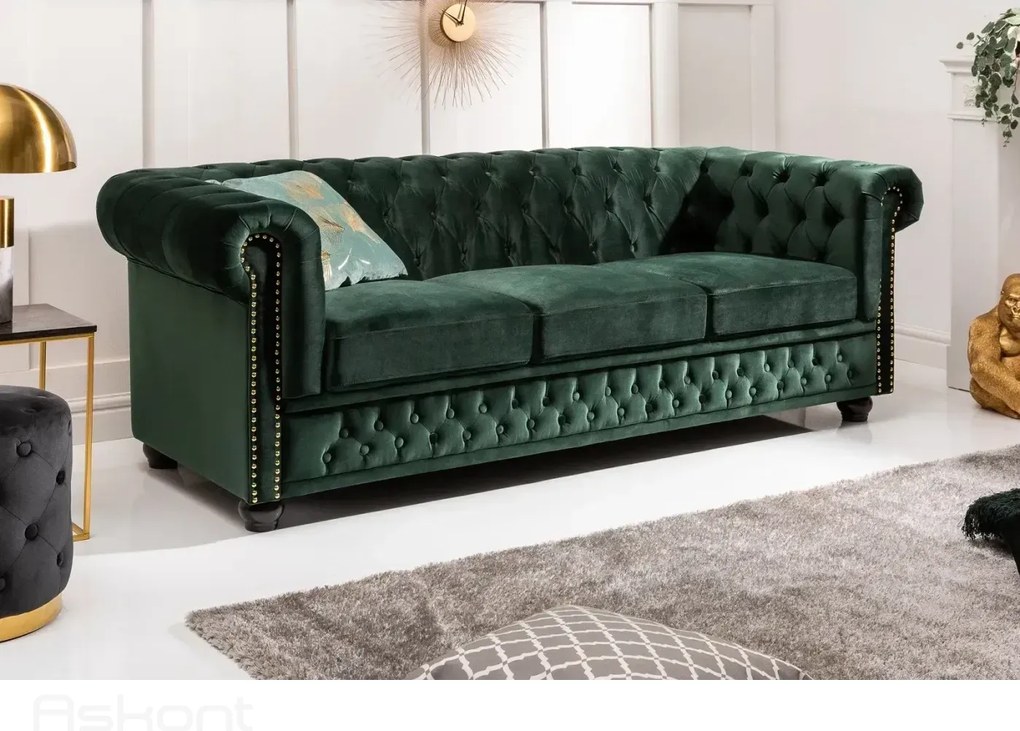 Askont Chesterfield Oxford: Pohovka 3M dark green forest