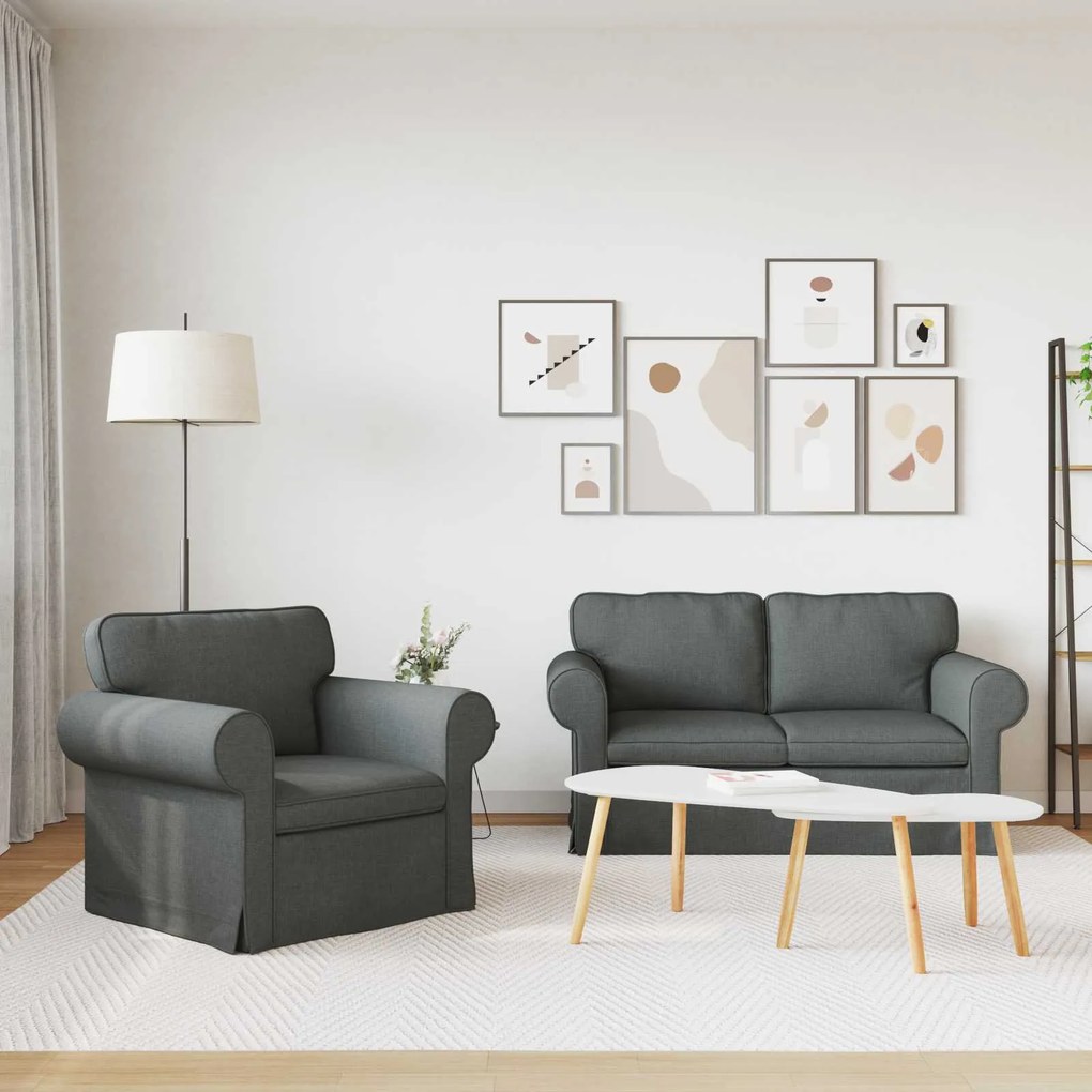 Set pohovek 2 ks Tmavě šedá textil 3407487