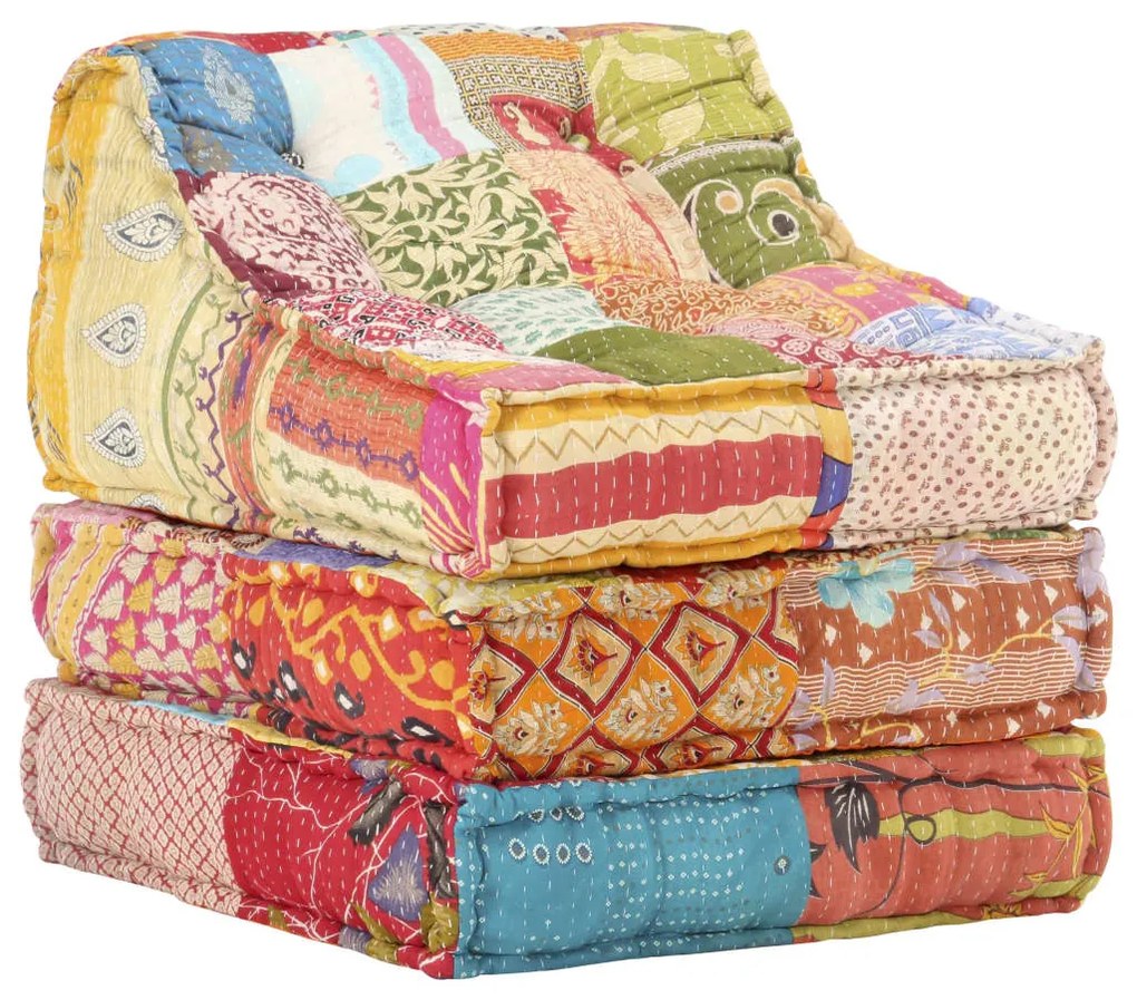 vidaXL Modulární pouf patchwork textil