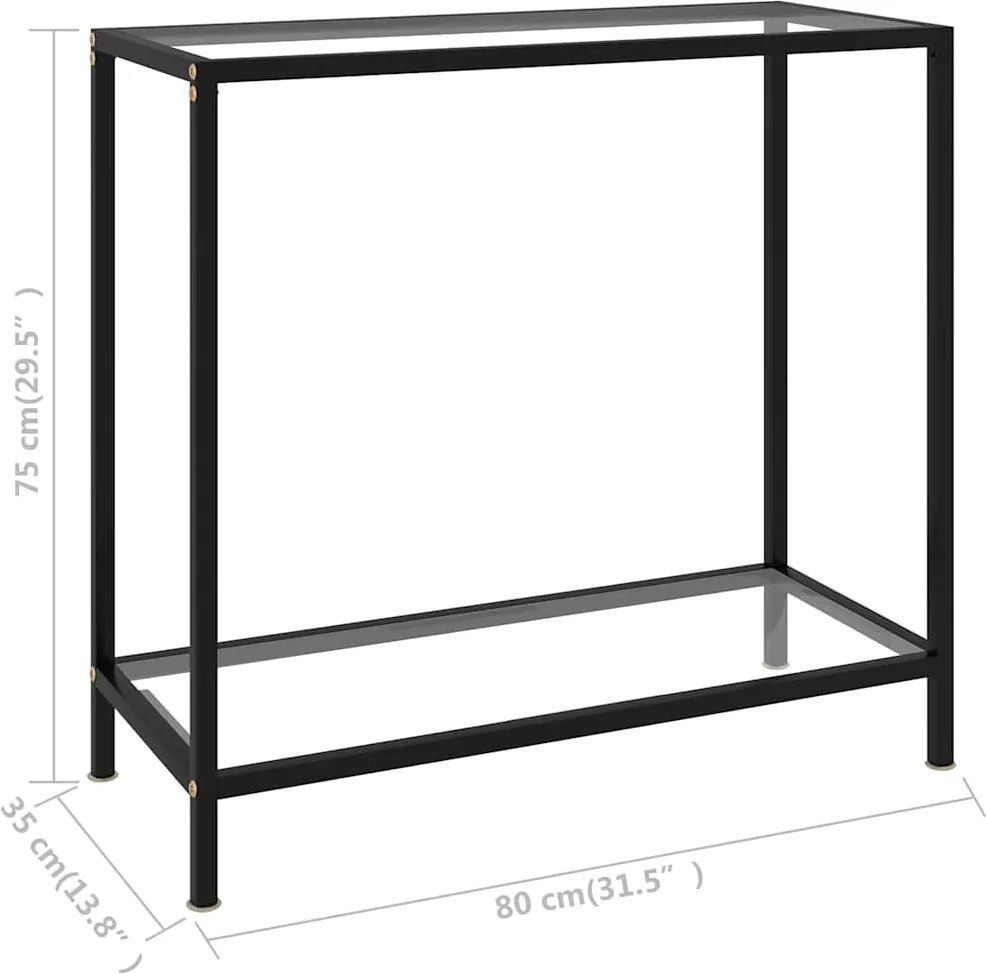 Konzolový stolek transparentní 80 x 35 x 75 cm tvrzené sklo 322831