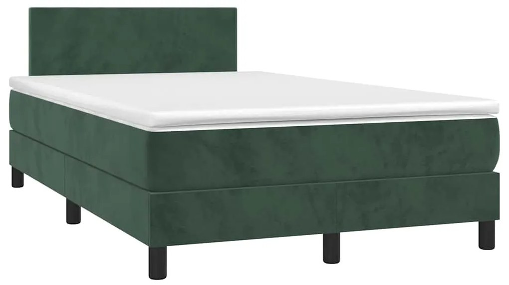 Box spring postel s matrací a LED tmavě zelená 120x190 cm samet 3270144