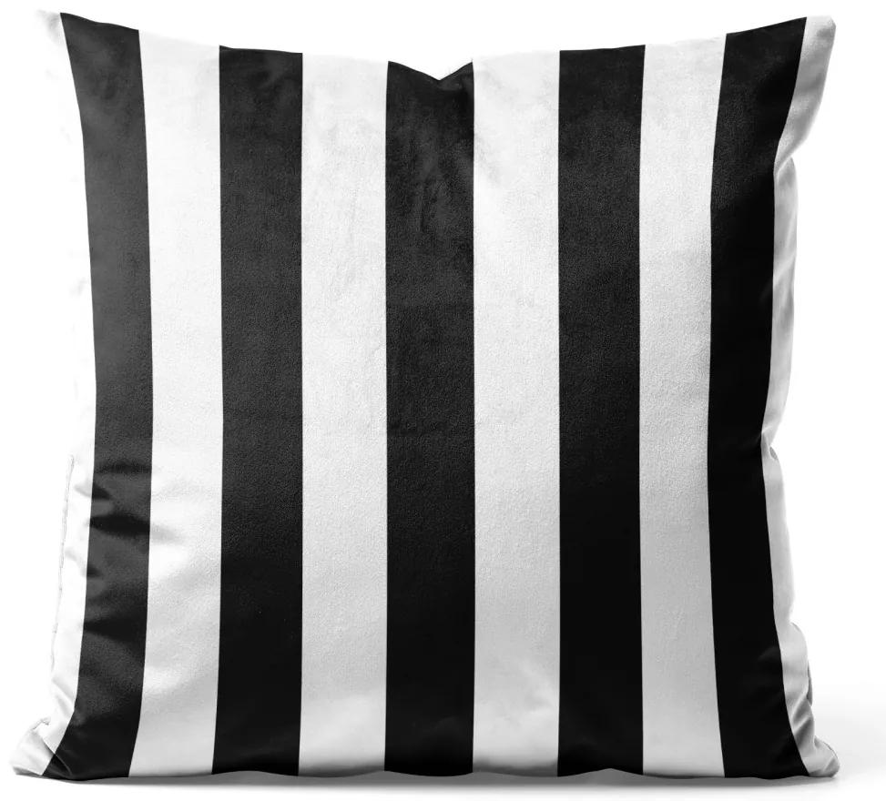 Dekorační velurový polštář Pruhovaná zebra - minimalistická černobílá kompozice