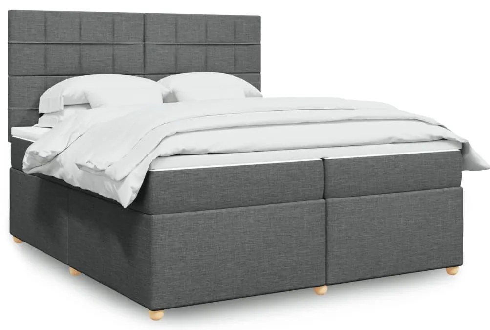Box spring postel s matrací tmavě šedá 200x200 cm textil