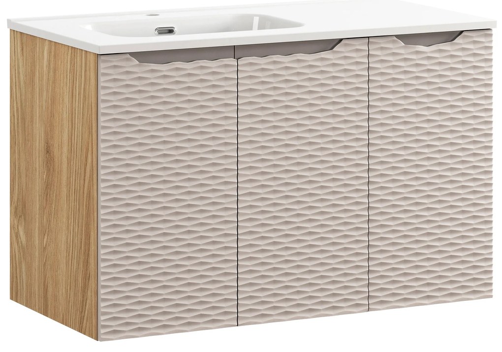 Comad Koupelnová skříňka s keramickým umyvadlem Ocean Beige 90 cm - béžová