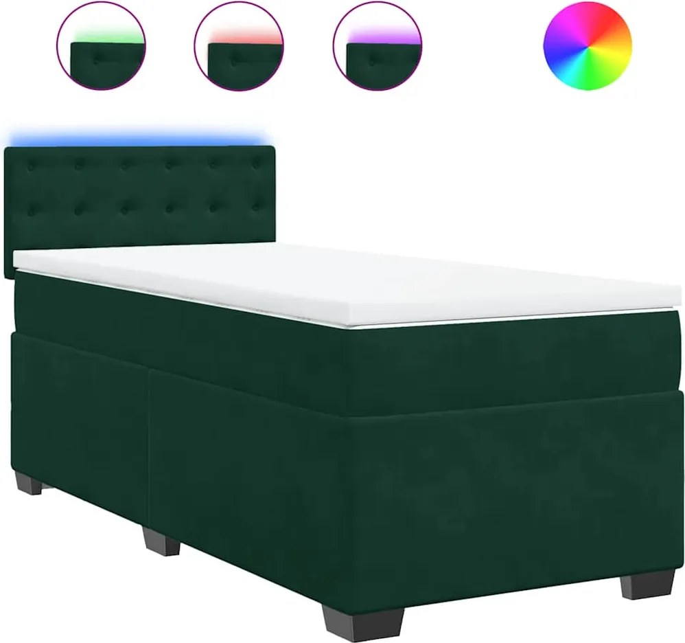 Box spring postel s matrací tmavě zelená 100x200 cm samet 3288549