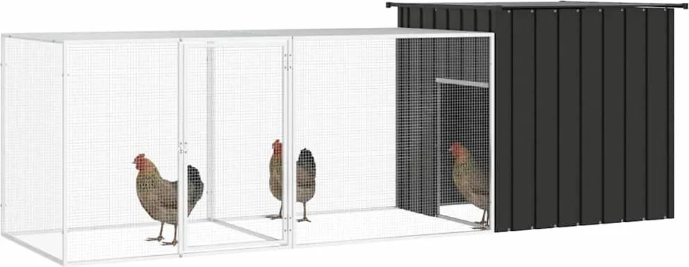 Klec pro kuřata antracitová 300 x 91 x 100 cm pozinkovaná ocel 3106452