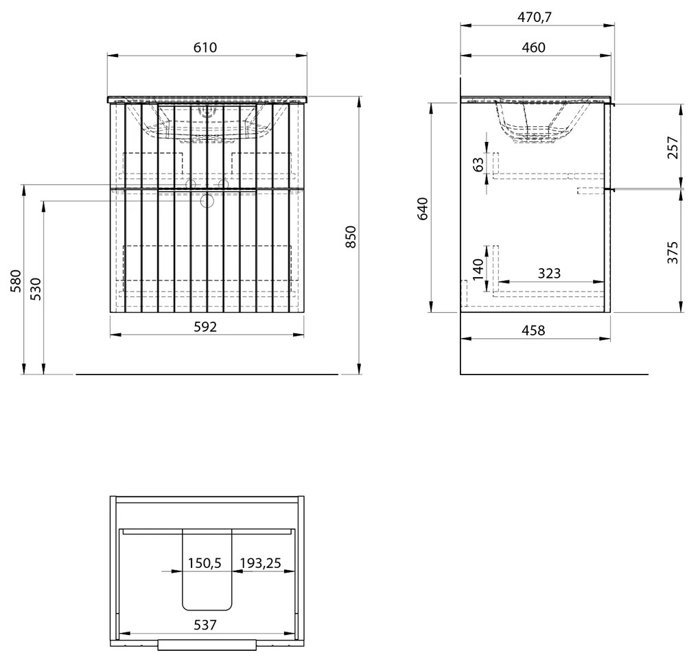 Sapho Cirasa koupelnová skříňka pod umyvadlo 59,2 x 64 x 46 cm bílá mat CR601-3131S