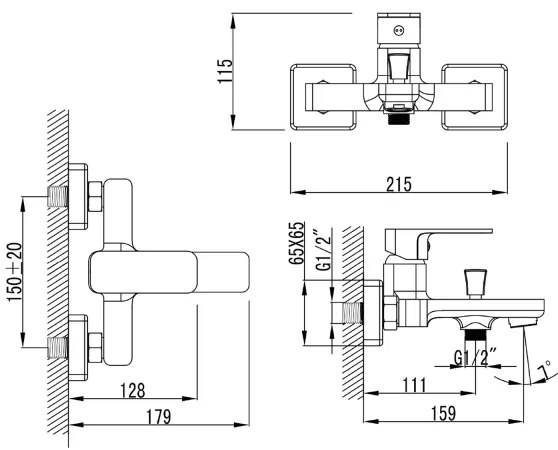 Aqualine - Vanová baterie FACTOR lesklý chrom
