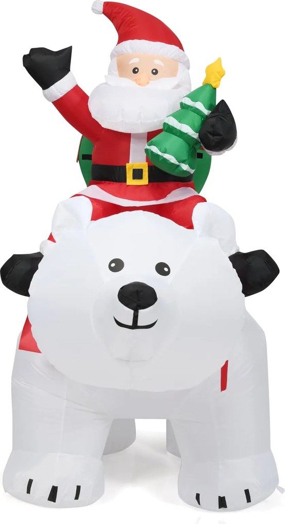 Costway Nafukovací lední medvěd a jezdecký Santa Claus, vánoční figurka s LED