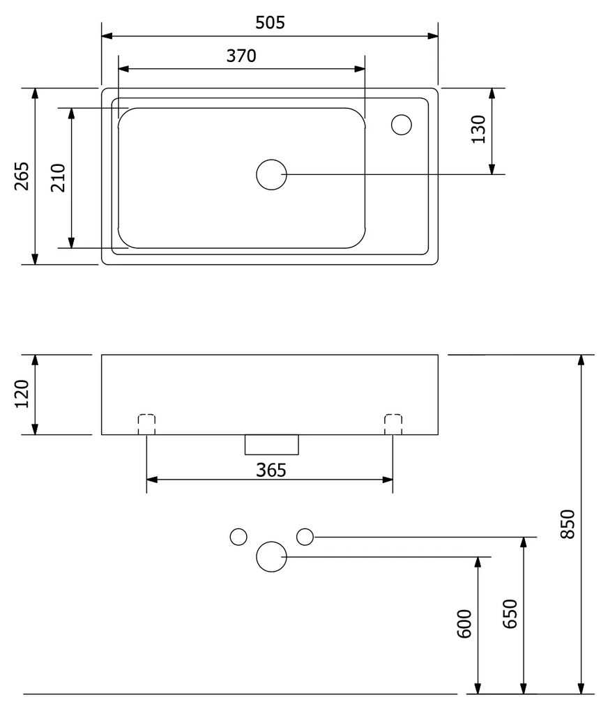 Sapho, ORION umyvadlo 50x25cm, bílá, 7045