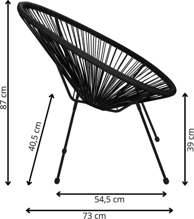 Ratanové zahradní křeslo SPRINGOS LOA GF0085 černé