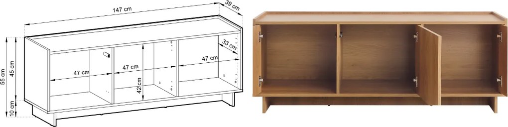 PSK TV stolek ZENARI, 147 cm