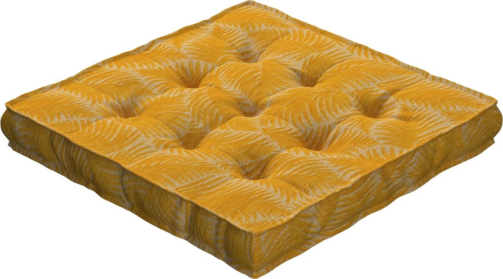 Sedák Kuba s úchytem barva žlutá látka pletený vzor, vzorované