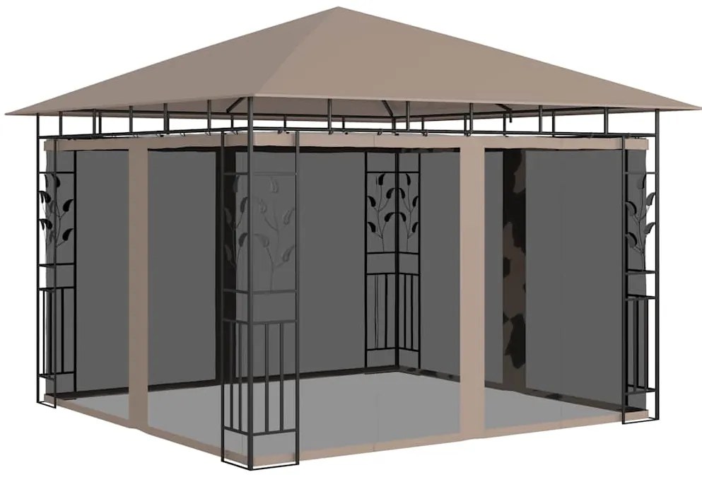 Altán s moskytiérou 3 x 3 x 2,73 m taupe 180 g/m² 312251