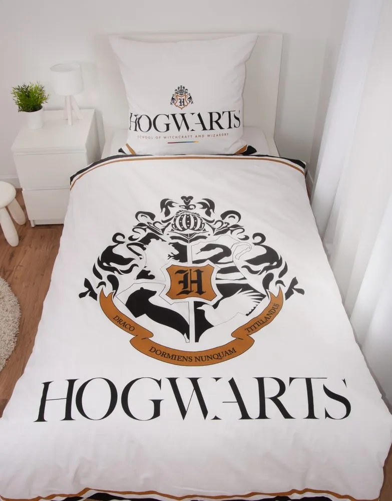 Povlečení Harry Potter Hogwarts se zlatým potiskem 140x200/70x90cm