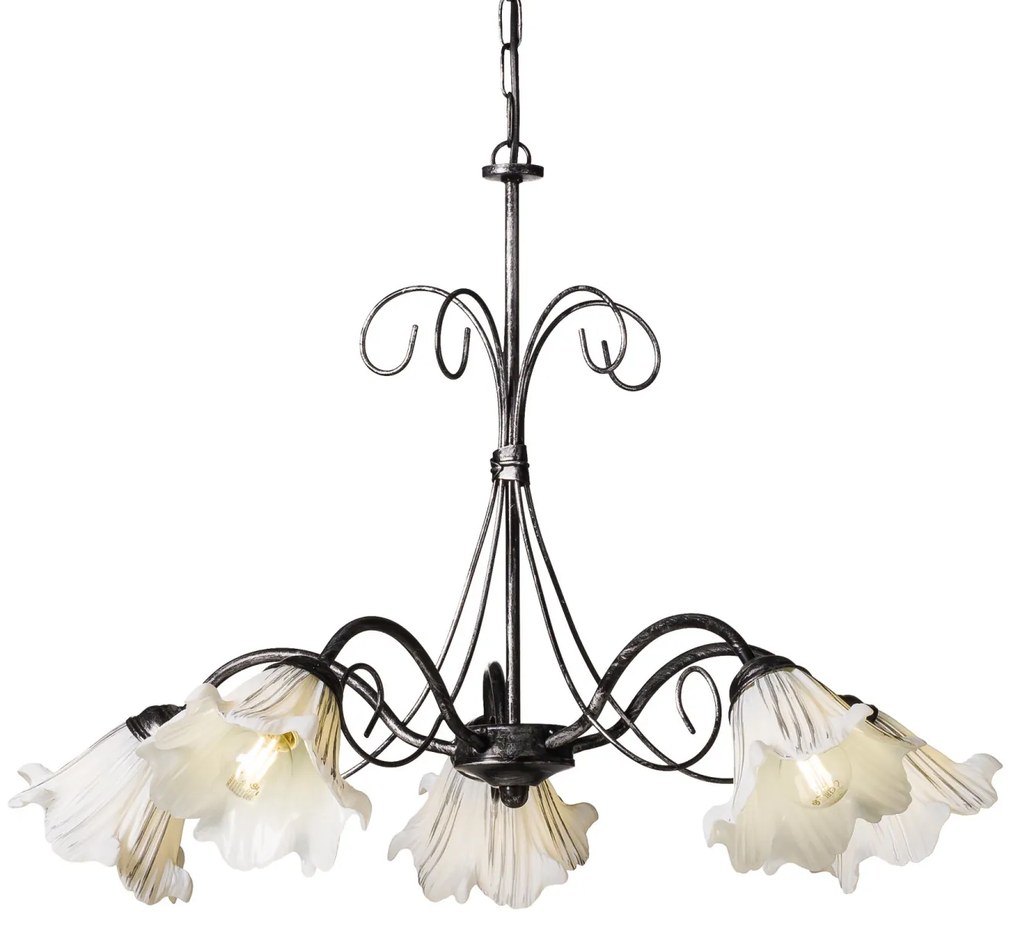 Light for home - Závěsný lustr na řetězu 4050 "TOSKANA", 5x40W, E14, Černá