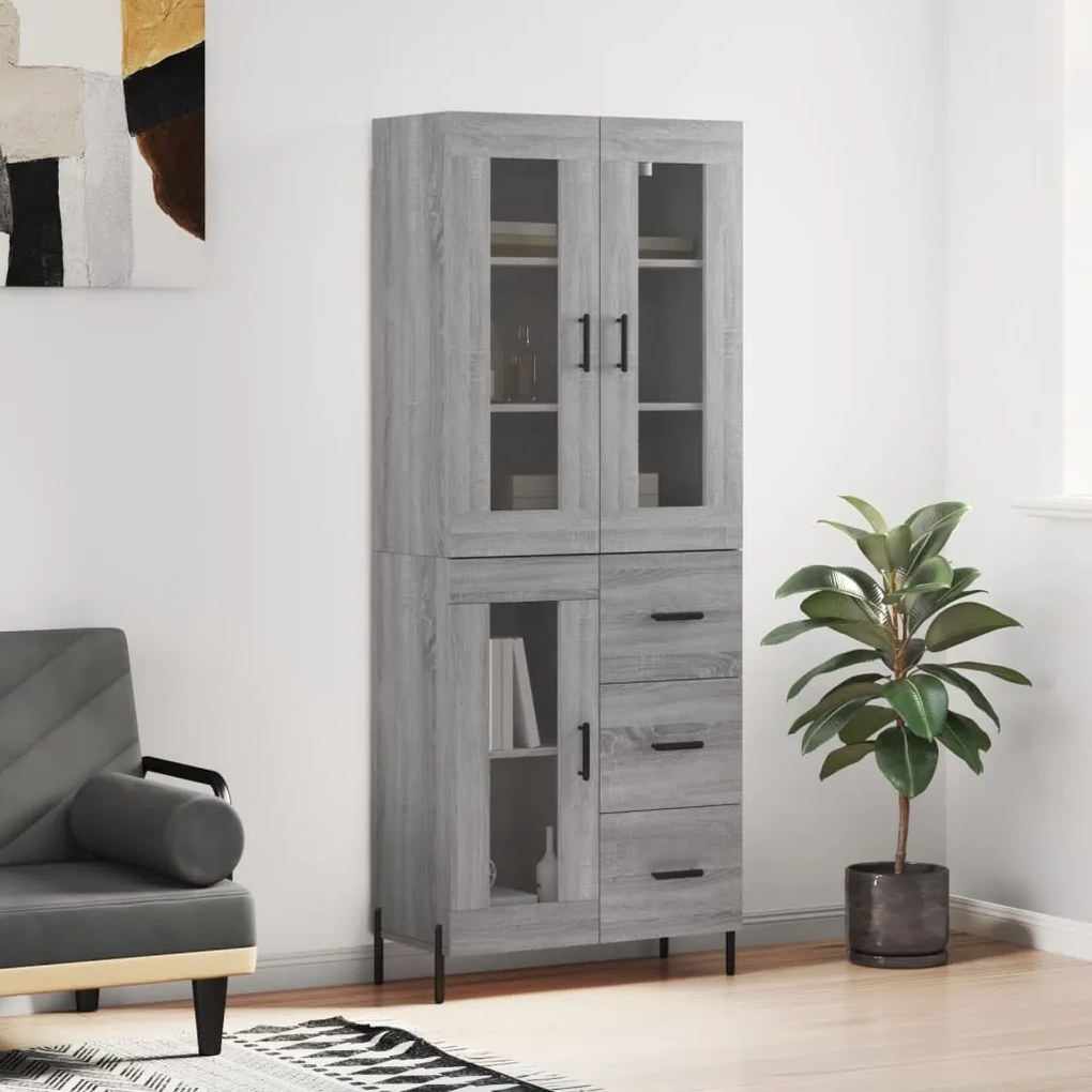 Skříň highboard šedá sonoma 69,5 x 34 x 180 cm kompozitní dřevo