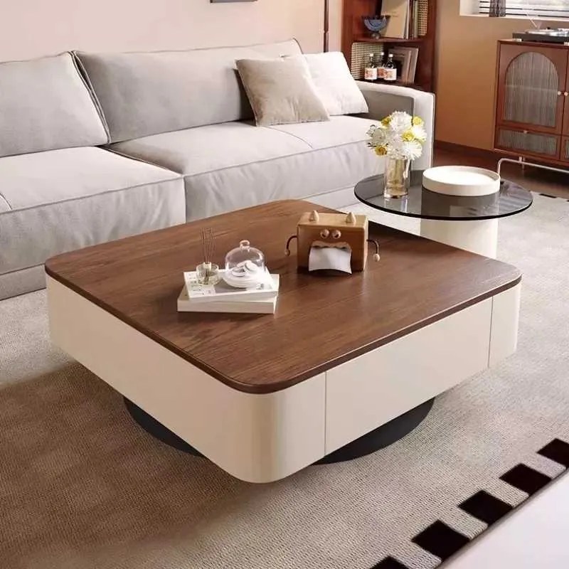 LuxuryForm DESIGN Konferenční stolek MODENA 80 × 80 cm - hnědý, béžový (set)